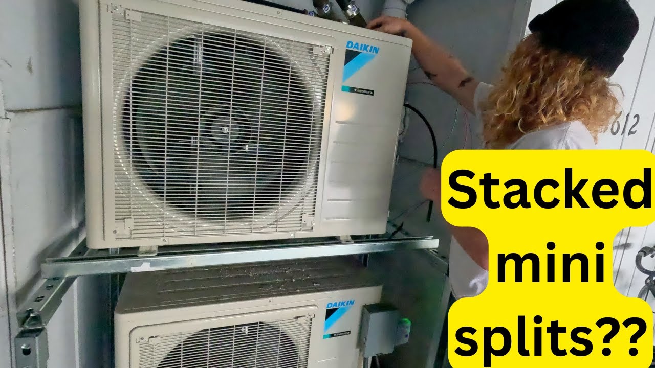 Stacked Daikin Mini Splits Installed On Custom Stand. Hmmm.... - YouTube
