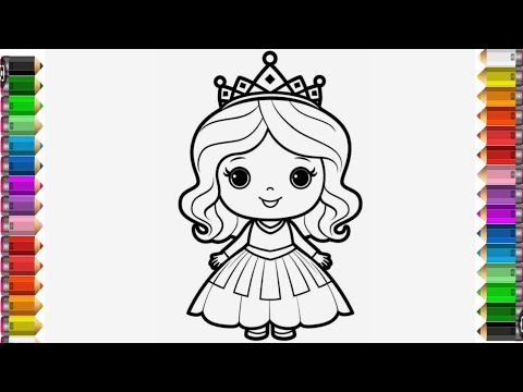 How to draw cute princess step by step| princess drawing and colouring ...