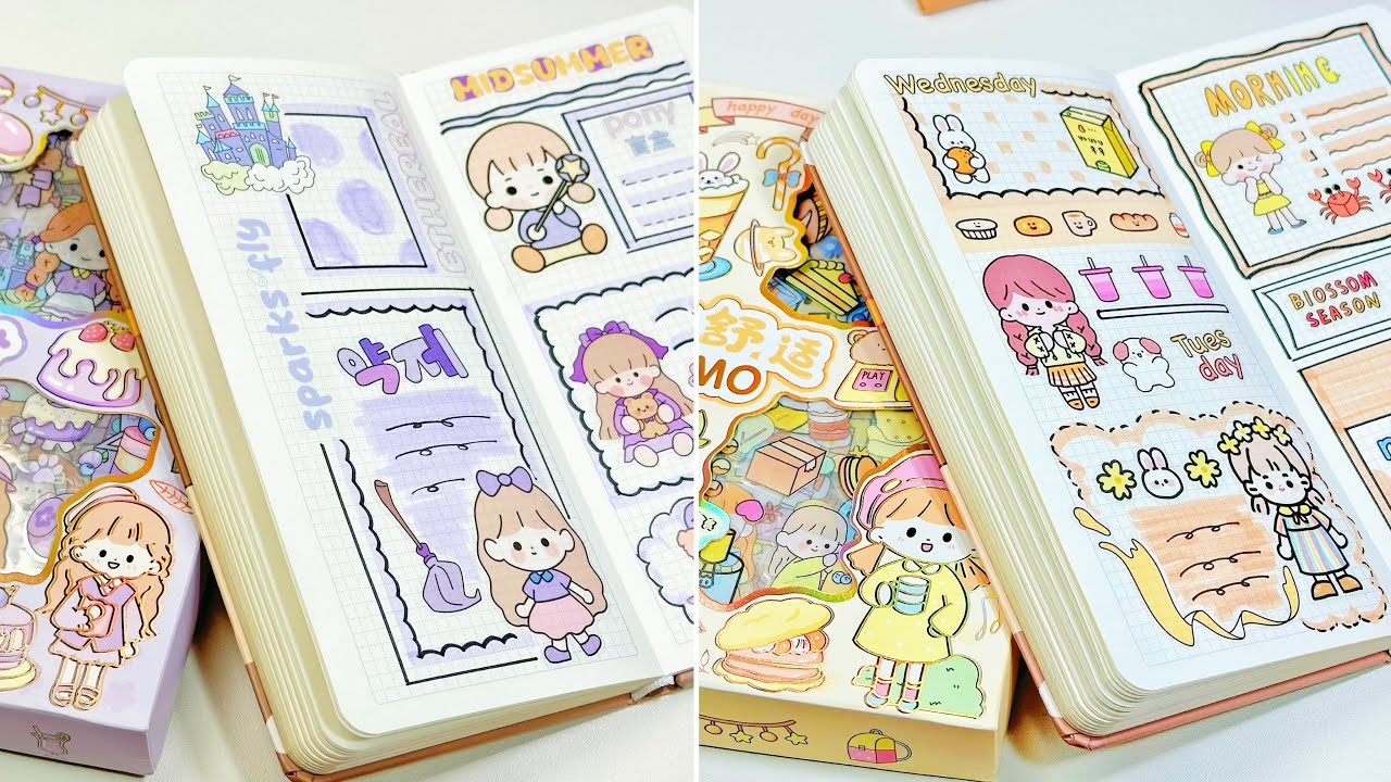 stickers journaling 💕cute kawaii sticker🌈 Immersive ASMR bullet journal ...