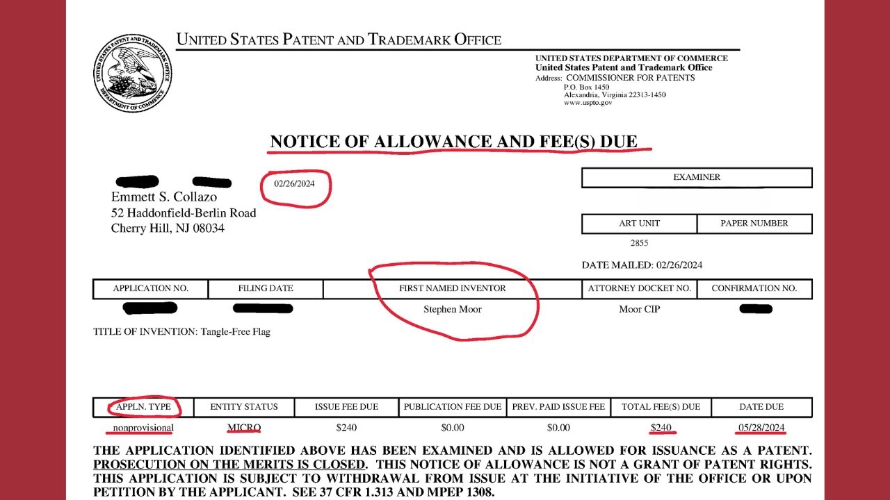 USPTO issues me a NOTICE of ALLOWANCE for a Tangle Free American flag ...
