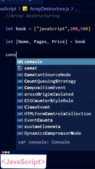 Array Destructuring In Java Script Shorts Viral Shots Youtube