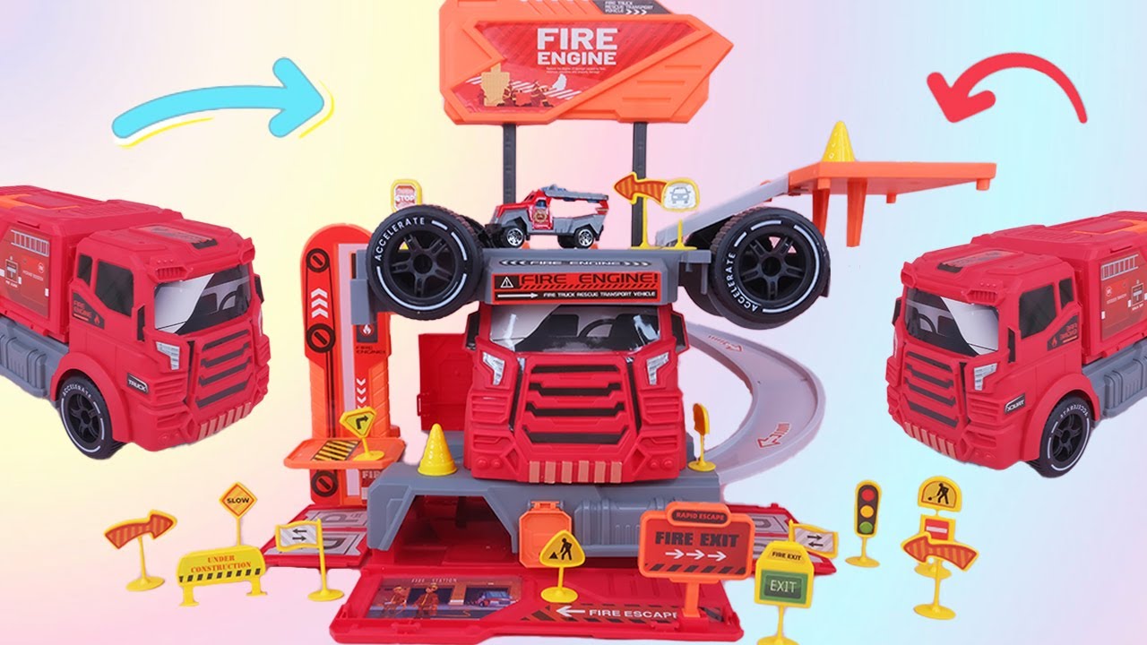 Epic Unboxing Fire Truck That Transforms into a High Speed Racing Track ...
