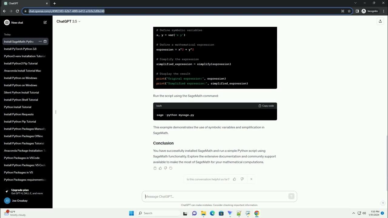 install sage python - YouTube