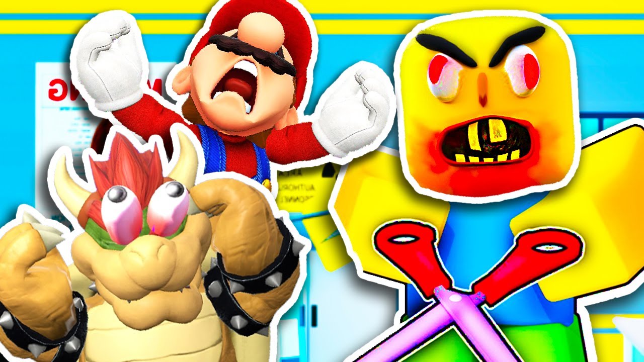 😱🔪 Can We Survive EVIL NOOB with MARIO? 😱🔪 Bowser Plays Roblox Escape ...