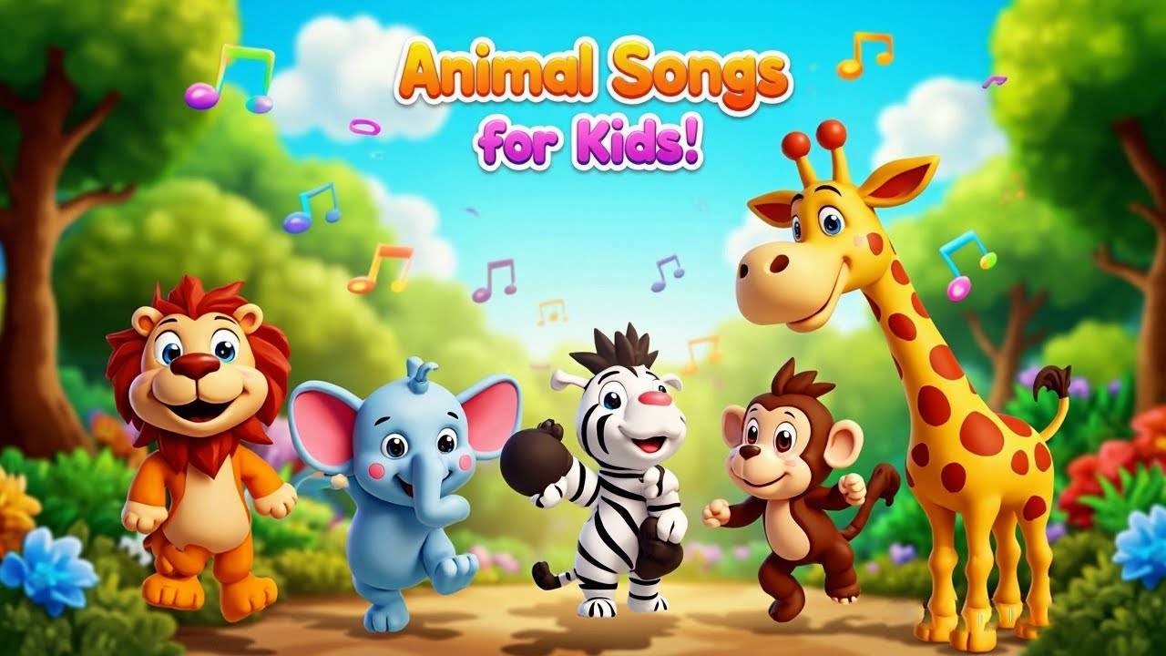 20 Minutes of Animal Songs for Kids 🐘🦁🦓 | Learn Animal Sounds & Names ...