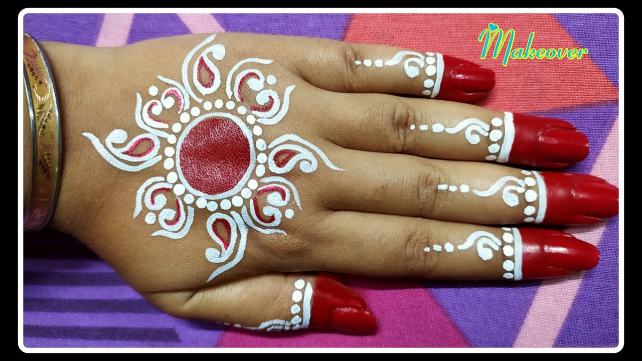 Alta designs on Hand For Biye Kolka /Diwali /Navratri / Durgapuja ...