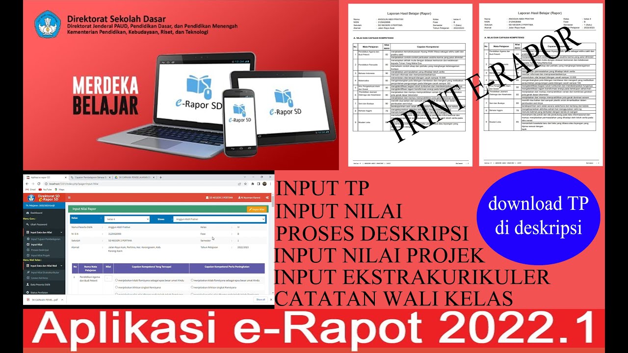TUTORIAL LENGKAP DARI INPUT NILAI SAMPAI DENGAN PRINT OUT E RAPOR VERSI ...