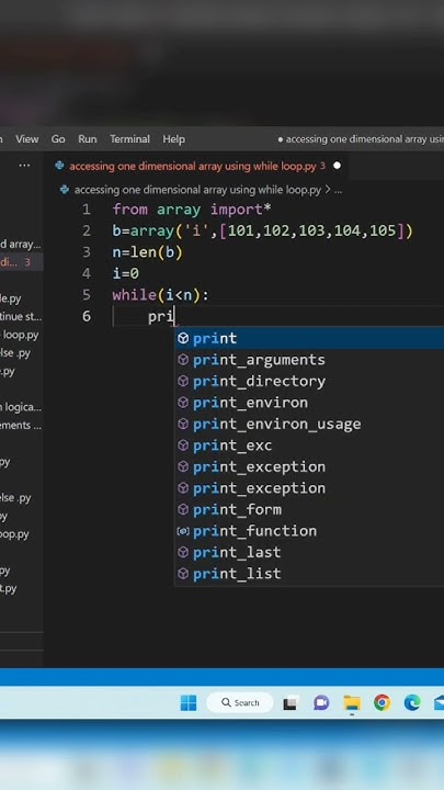 Accessing one dimensional array using while loop in python #shortvideo #viral #trending - YouTube