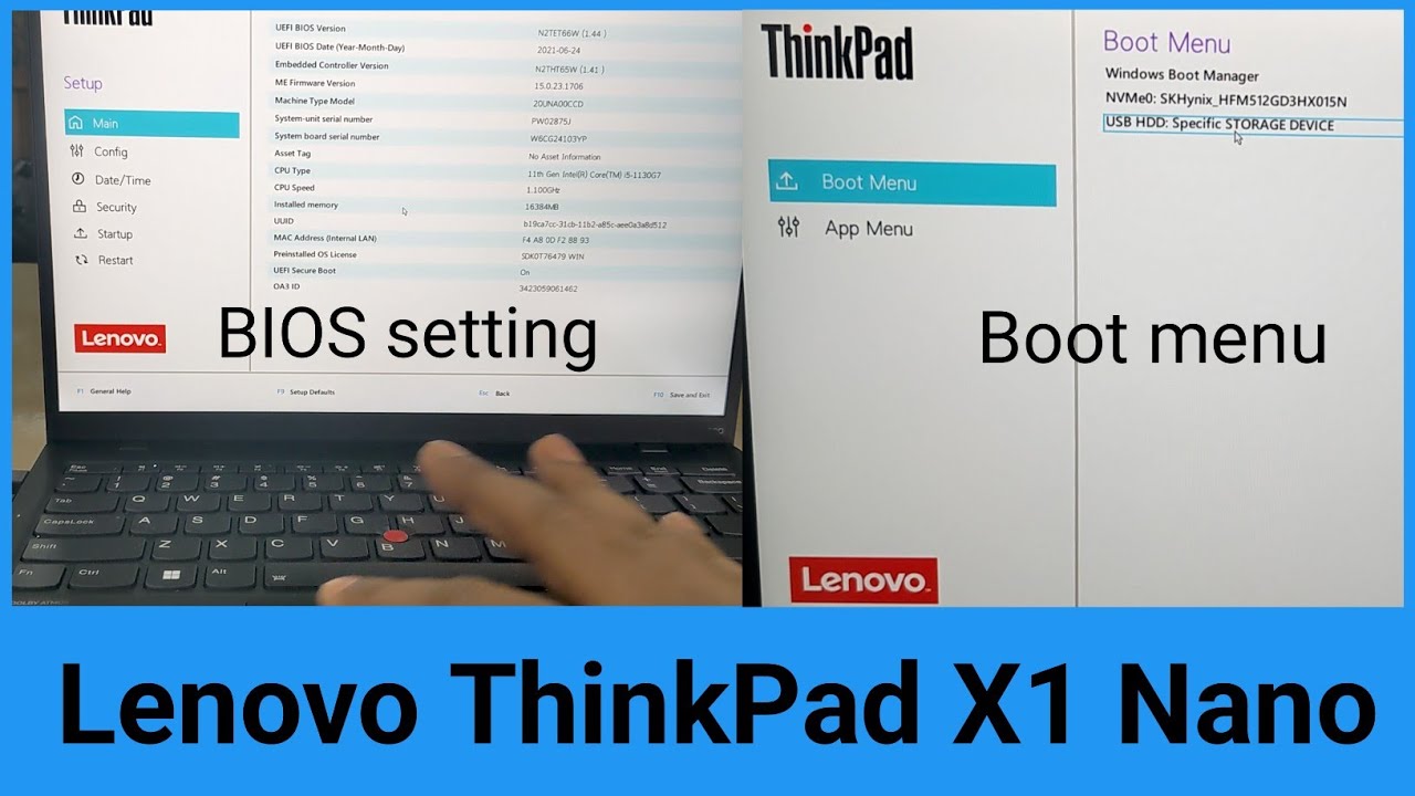 BIOS/Boot Menu setting on Lenovo Thinkpad X1Nano full explanation in ...