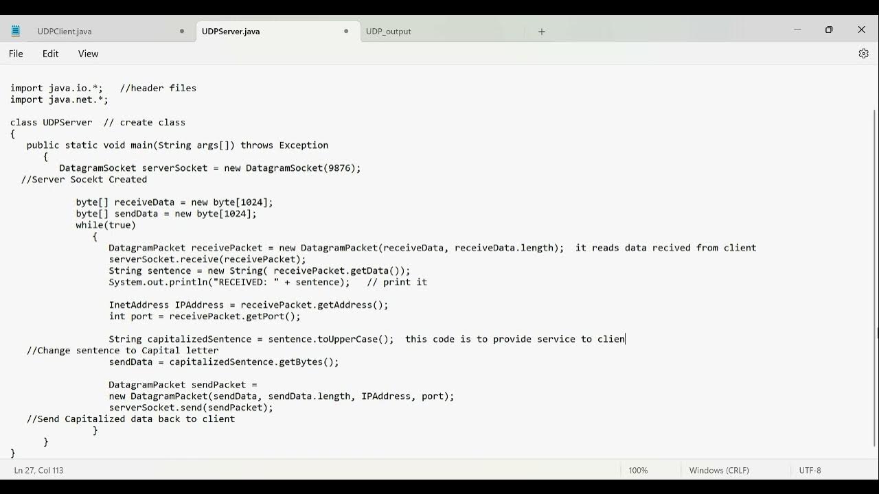 Client server communication using UDP - YouTube