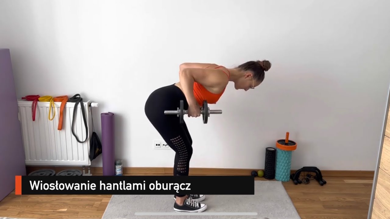 Wiosłowanie hantlami oburącz | Standing Dumbbell Row | (plecy) - YouTube