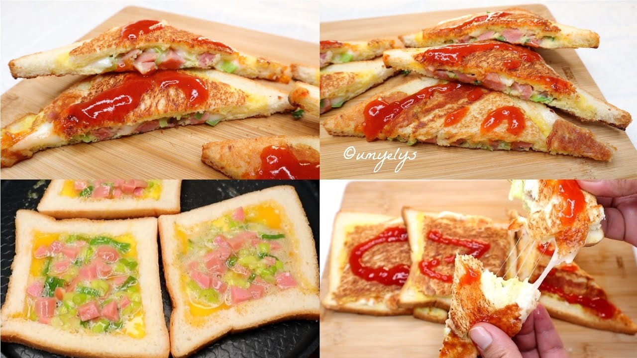 Very Simple Breakfast Roti telur sosis mozarella - YouTube
