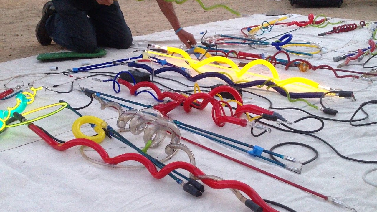 Brian Coleman, neon artist assembles work for exhibit - YouTube