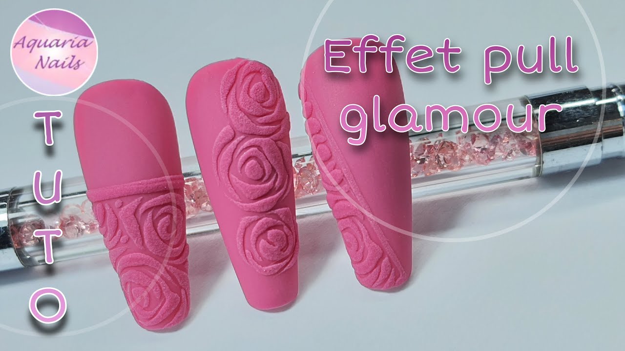 TUTO nail art EFFET PULL | rose effet pull glamour - YouTube