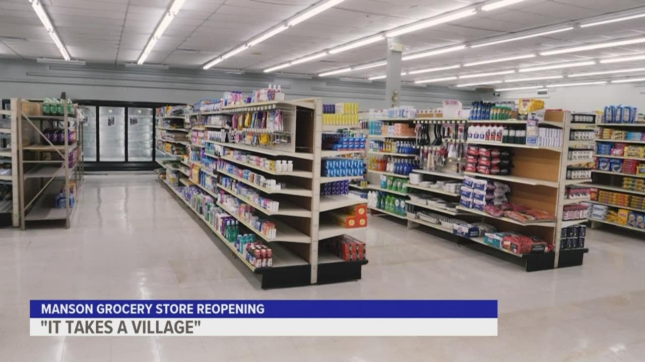 'It takes a village': Manson grocery store reopens as nonprofit - YouTube