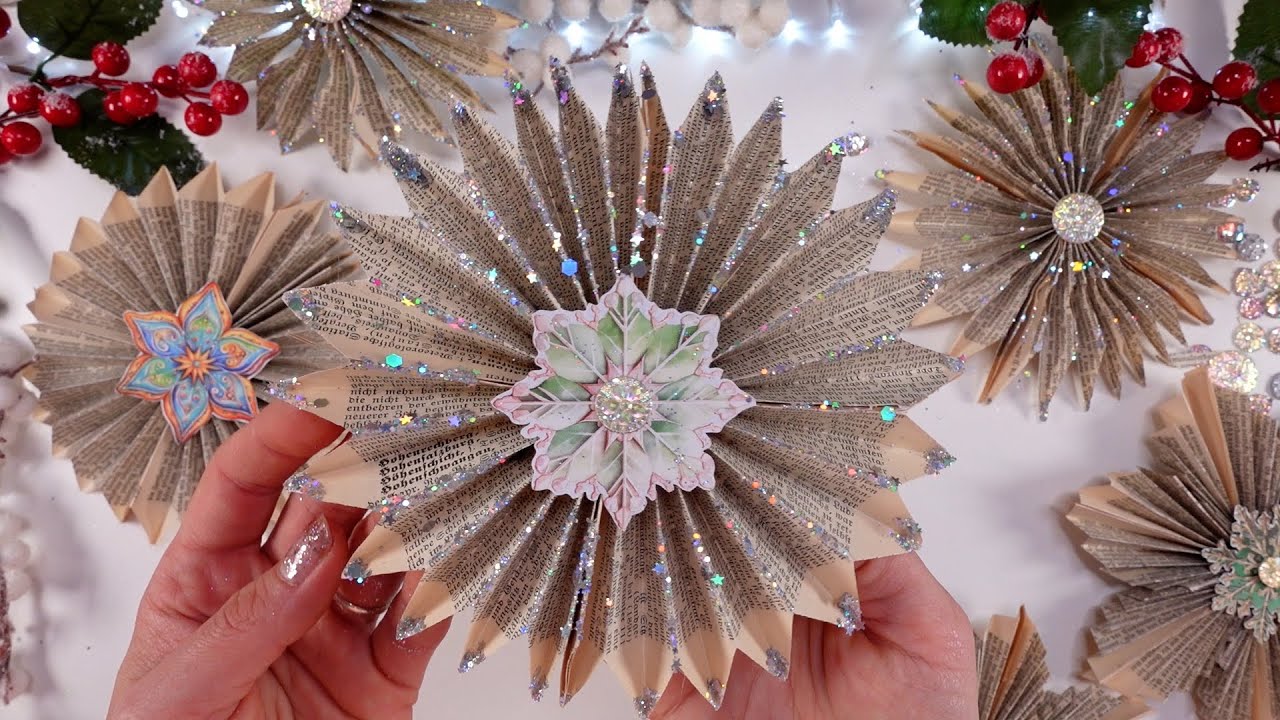 ⭐️How to make EASY Paper Star with glitter using old book pages - YouTube