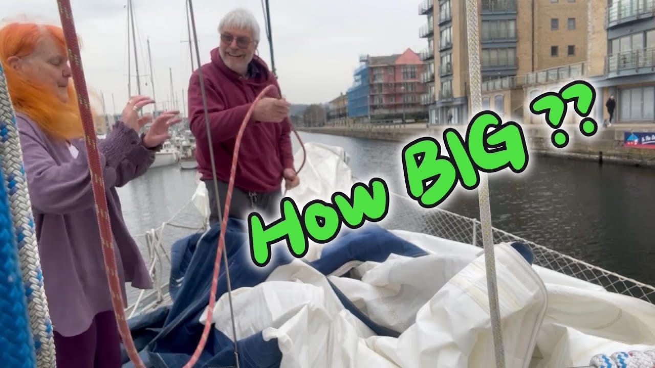 How BIG?! Big boat, big sail! We show you how to flake a sail on a 53ft ...