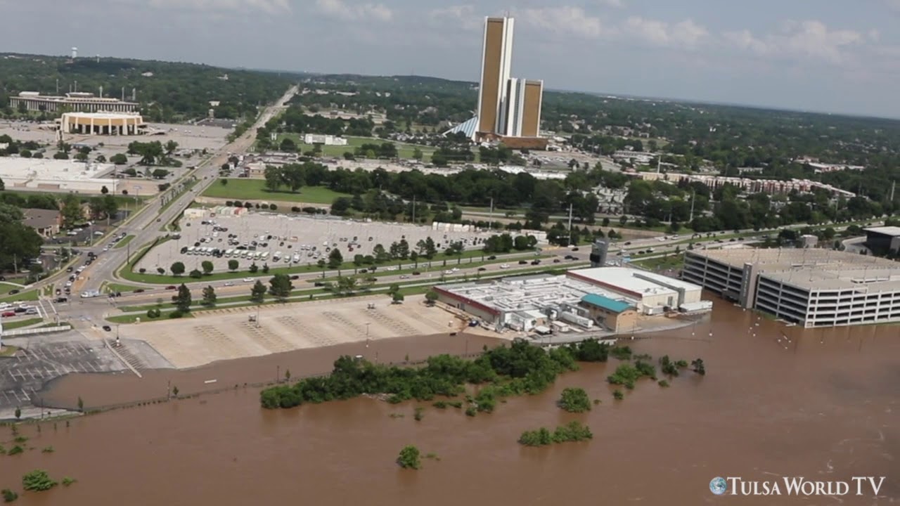 Tulsa flooding: Aerial coverage of Flooding along the Arkansas River ...