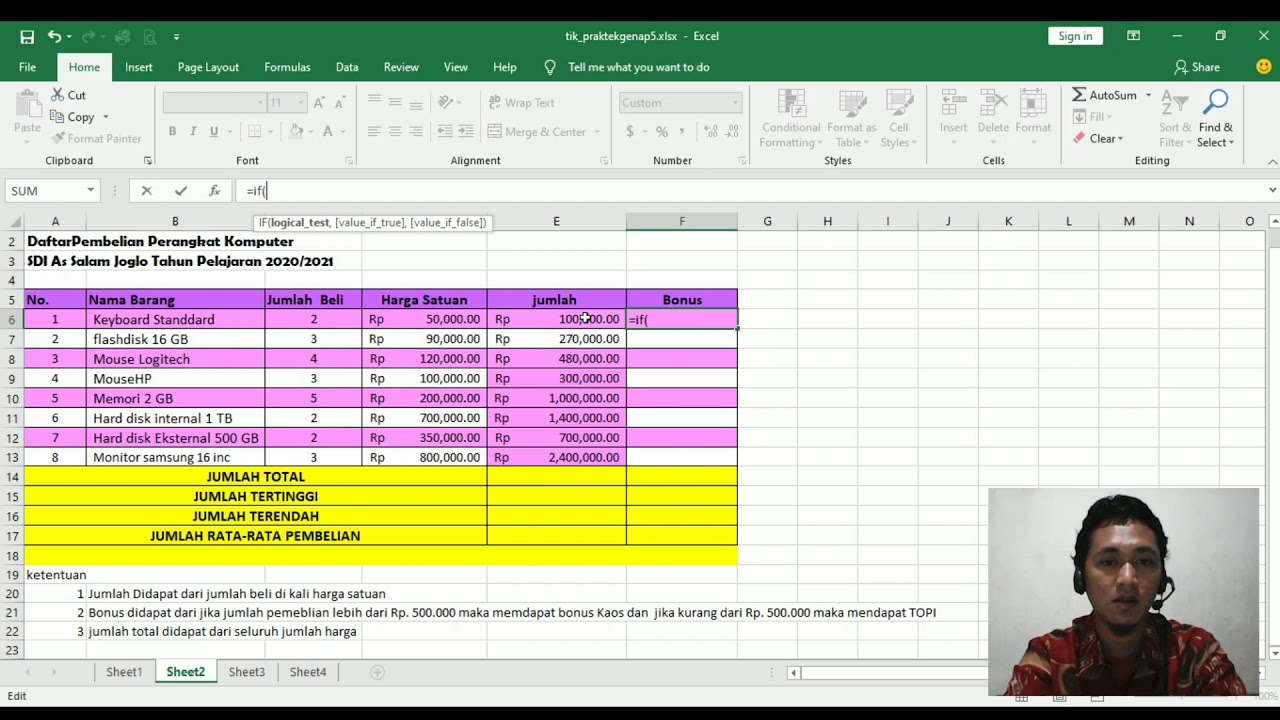 membuat laporan pembelian pada mc. excel - YouTube