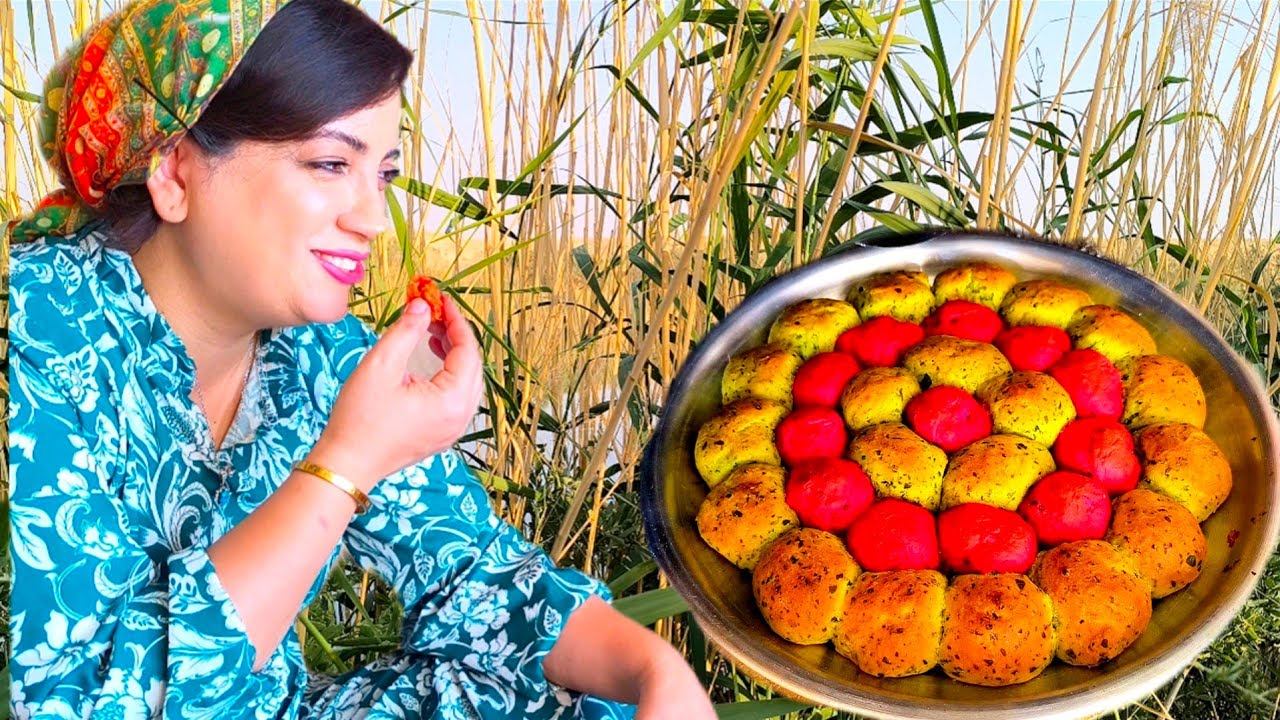 Village Life in Iran | Cooking Spinach & Beetroot Bread & River Reed ...