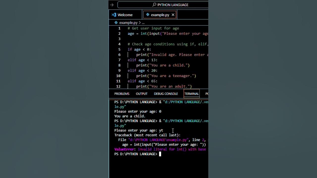 If, elif and else program in Phyton - YouTube