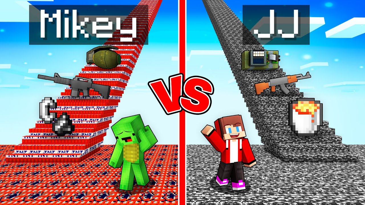 Mikey vs JJ DANGEROUS Secret Stairs Battle in Minecraft (Maizen) - YouTube