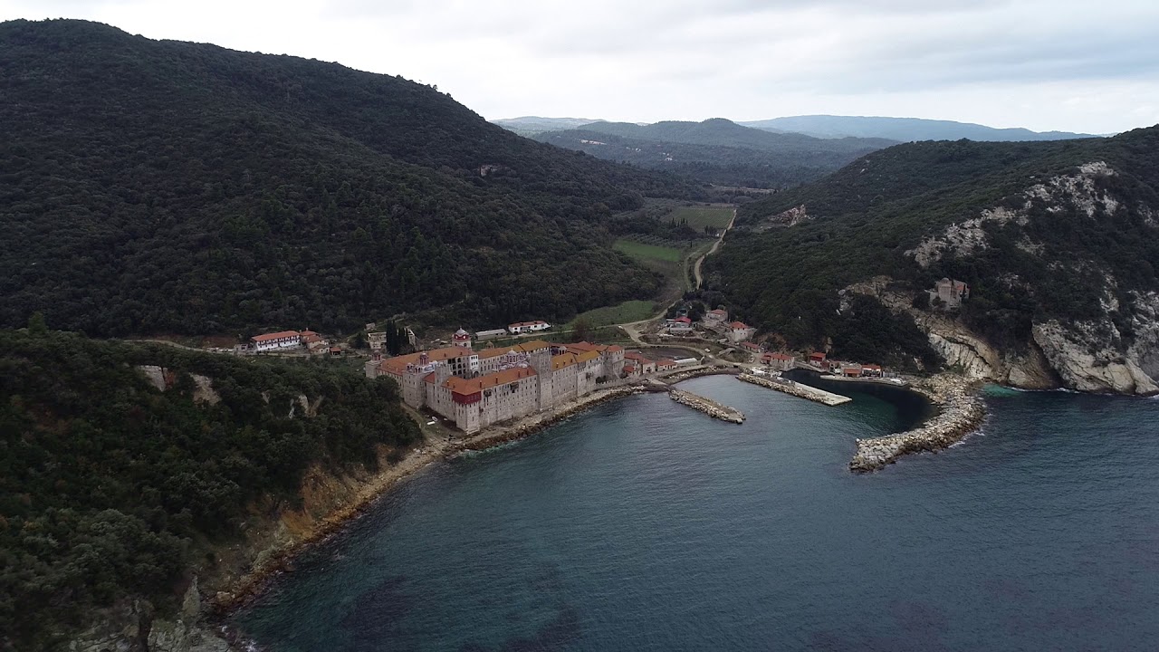 Ιερα Μονη Εσφιγμενου Αγιου Ορους με θεα απο την Θαλασσα - YouTube