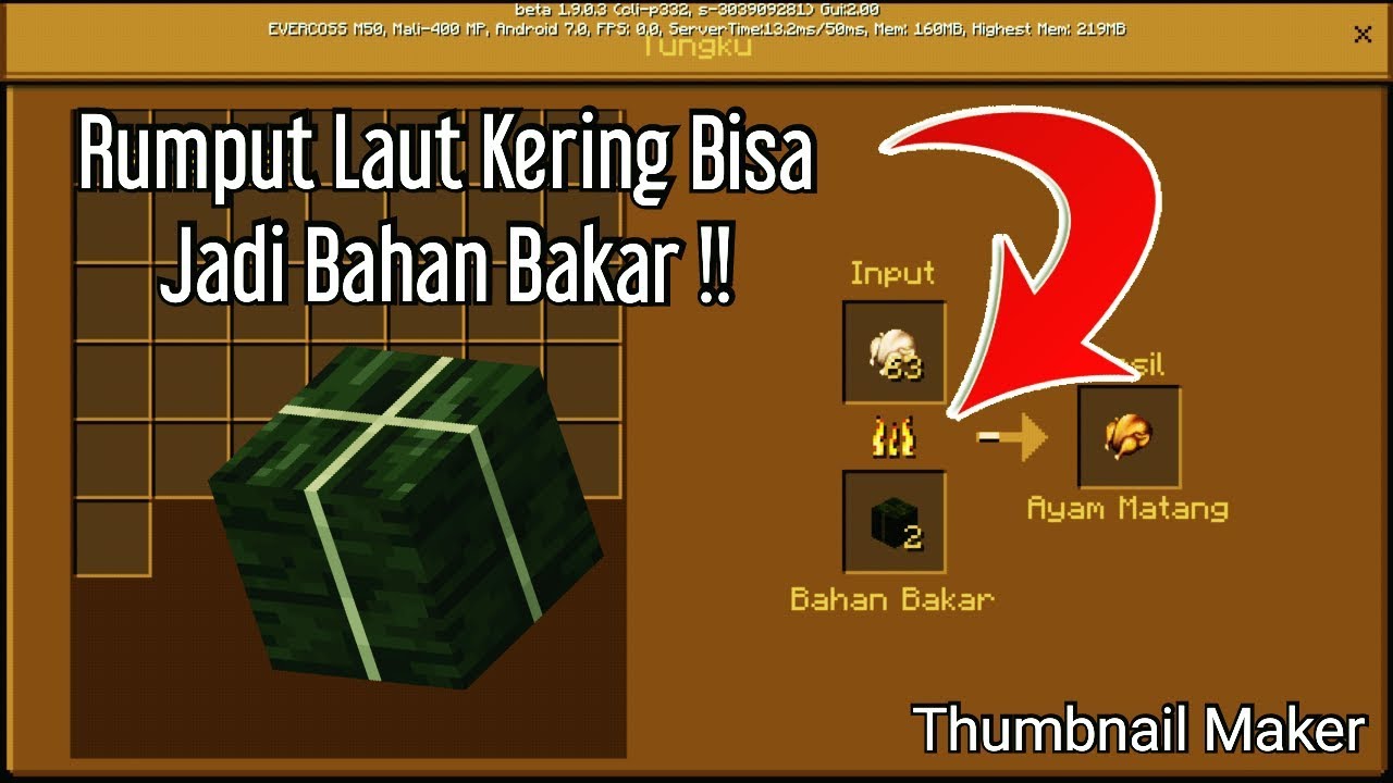 FUNGSI DRIED KELP BLOCK !! MINECRAFT PE - YouTube