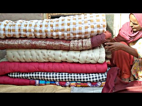 Home made velvet Razai (How to make quilt at home)Applique Sindh's ...