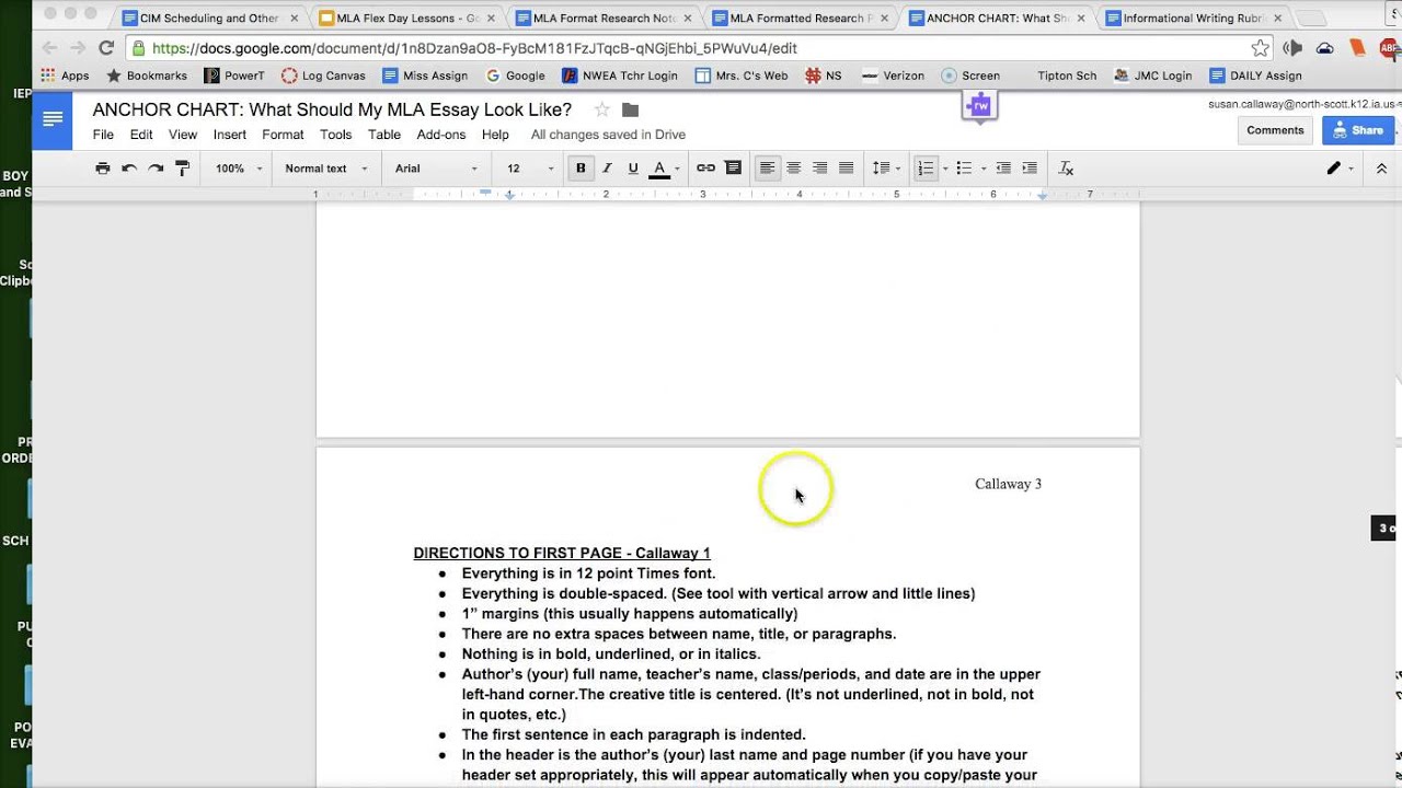 MLA Anchor Chart Preview - YouTube