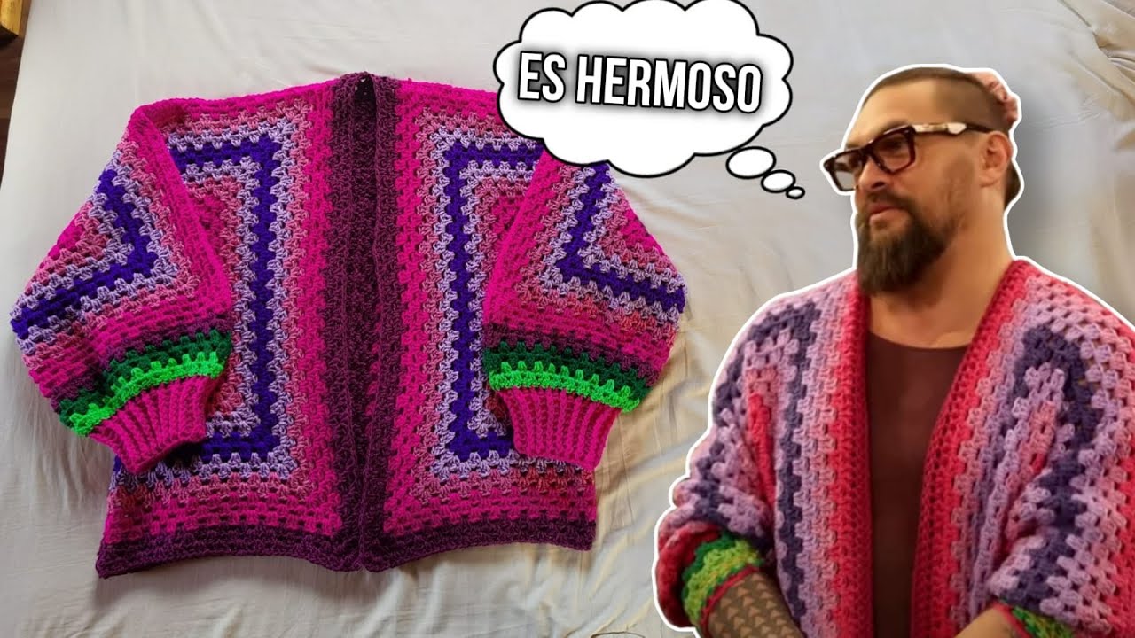 COMO HACER EL CARDIGAN JASON MOMOA - TUTORIAL BÁSICO A CROCHET - YouTube