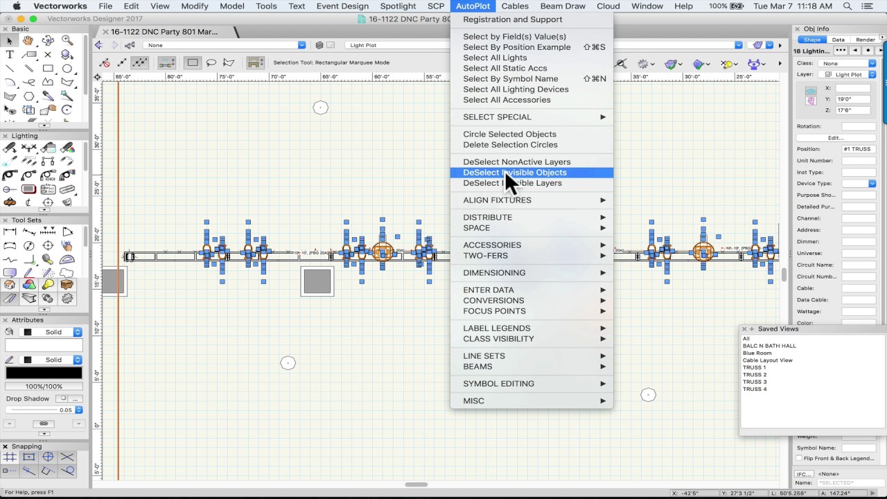 Autoplot for Vectorworks, dimensioning a pipe of lights in 32 seconds ...