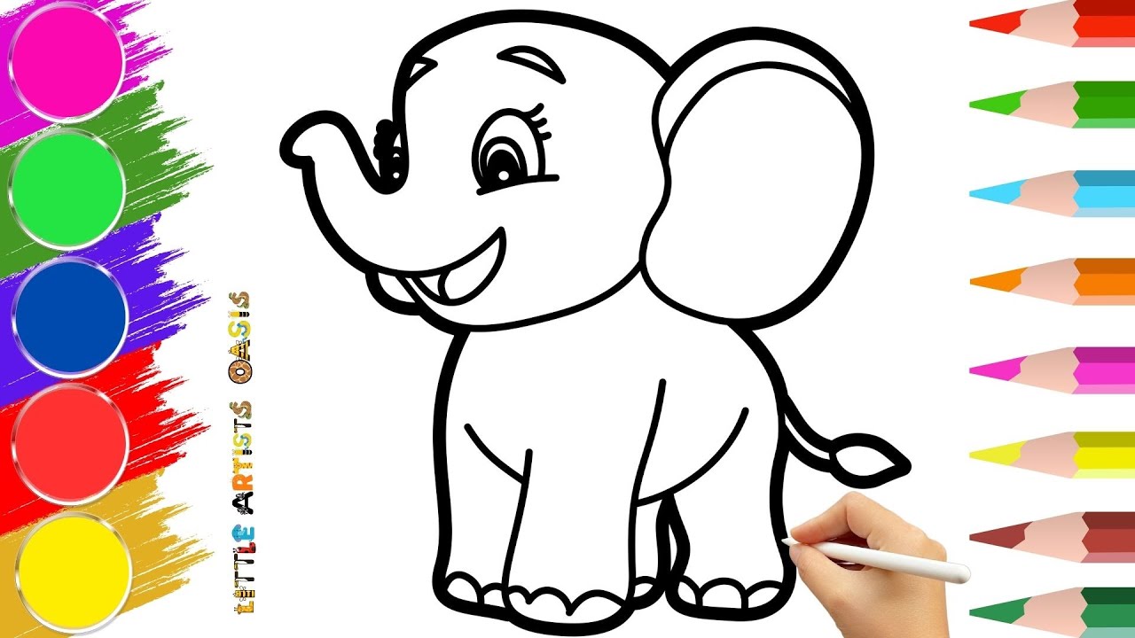 How to Draw a Cartoon Elephant | Cute & Easy Elephant drawing | Step by ...