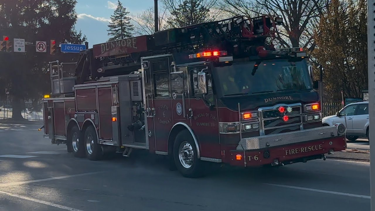 *Screaming Q, Airhorns, & Powercall* Dunmore Fire Department Ladder 6 ...