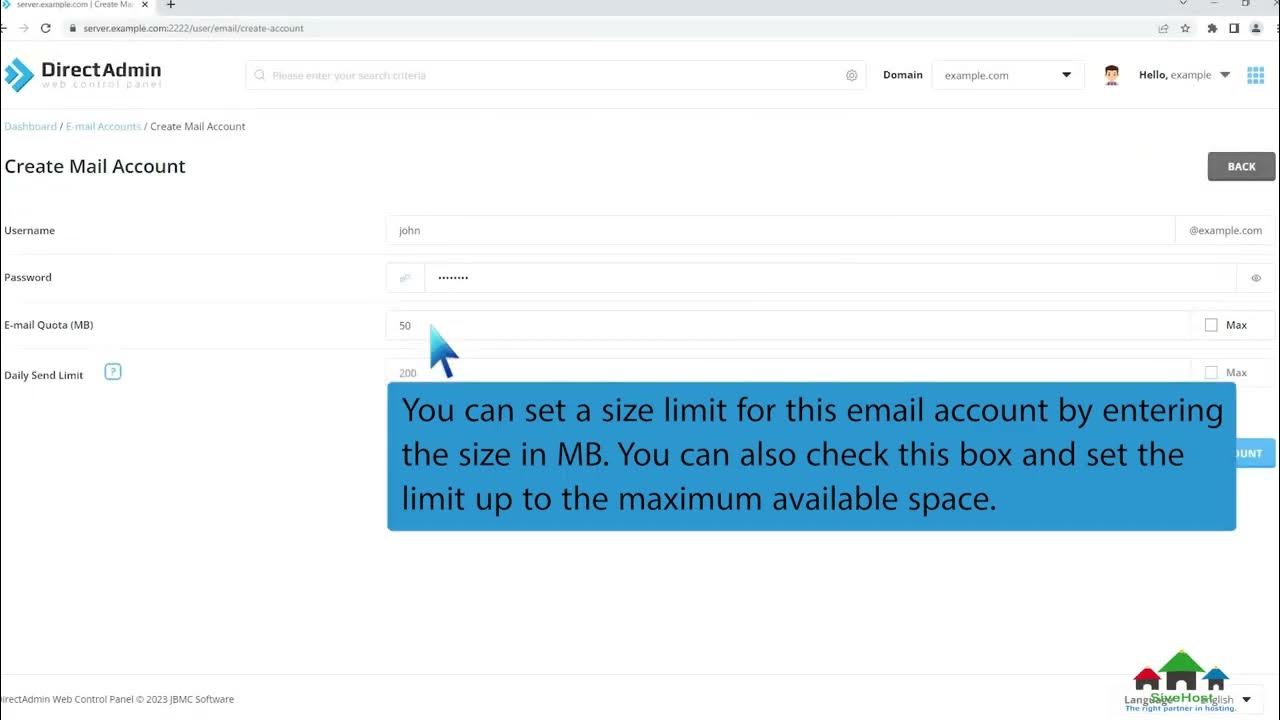 How to Create Email Account in DirectAdmin SiveHost - YouTube