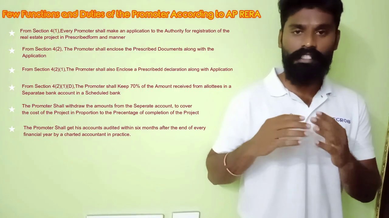 Functions and Duties of the Promoter According to AP-RERA (Section 4 ...