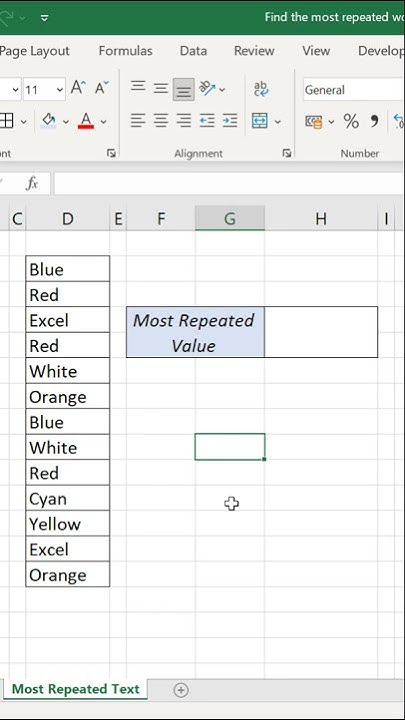 Excel formula to Find the most repeated text or number - YouTube