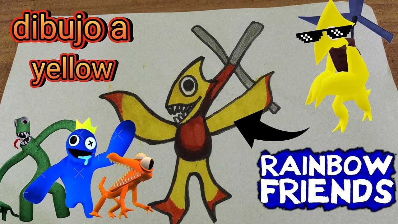 cómo dibujar a yellow de (rainbow friends 2) - YouTube