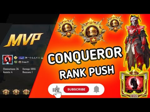 34KILLS IN PRO LOBBY CONQUEROR RANK PUSH | LAST ZONE FIGHT ON PRO SQUAD#pubgmobile # ...