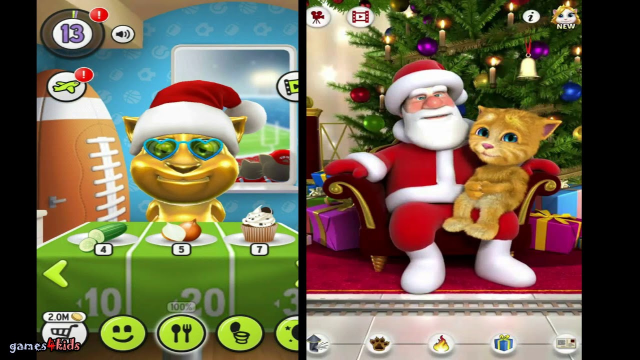 My Talking cat Tom and Talking Ginger Santa Claus - YouTube