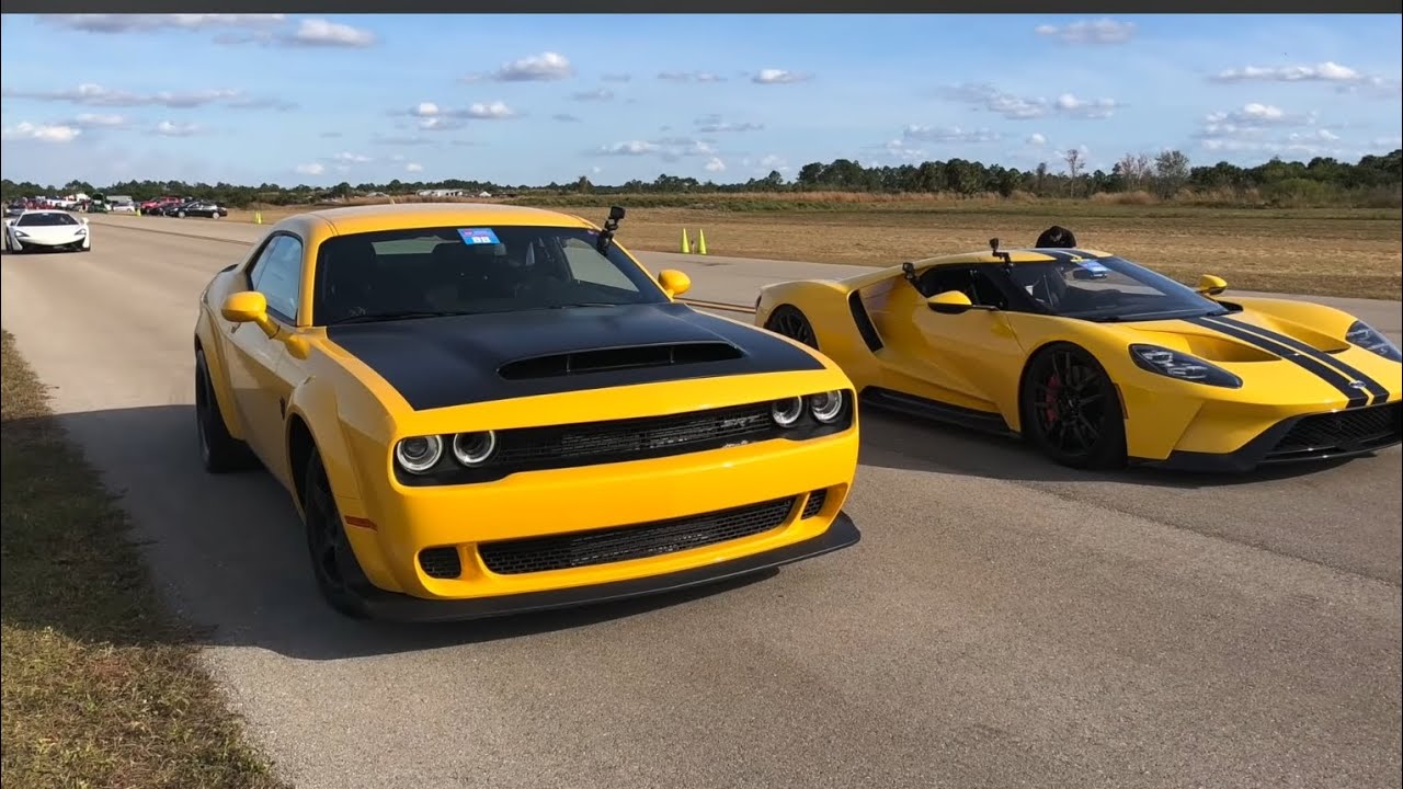 Dodge Demon Vs Ford GT Drag Race - YouTube