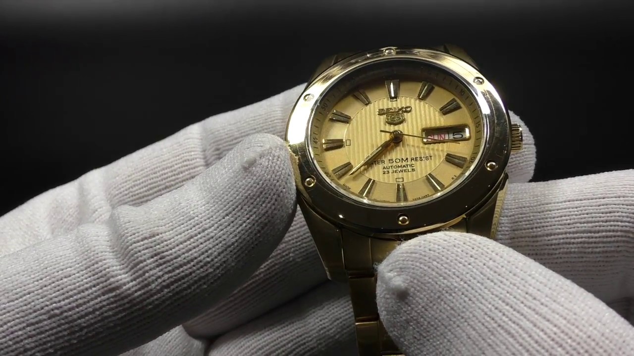 SEIKO 5 (model no SNZF38) Gold Plated, 23 Jewels, Automatic, 7S36-03A0 ...