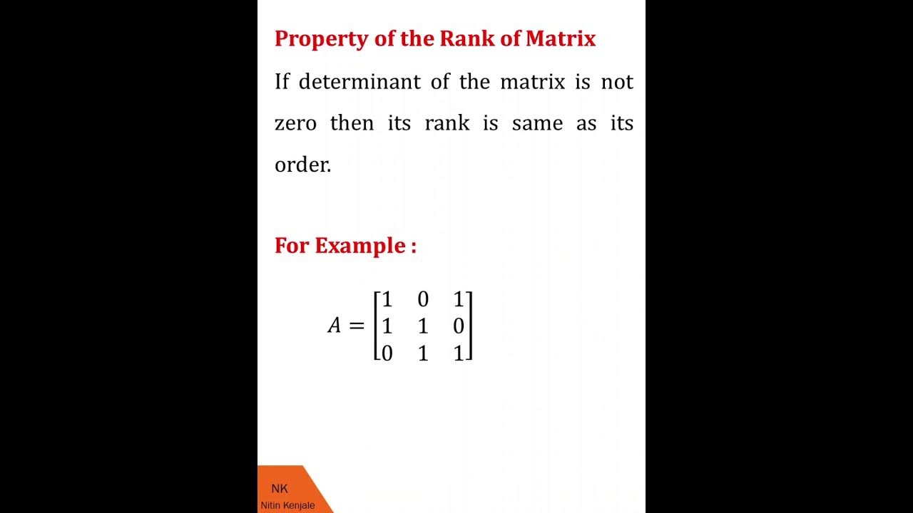 #shorts Find Rank of the Matrix Using its Determinant. #maths #Matrices ...