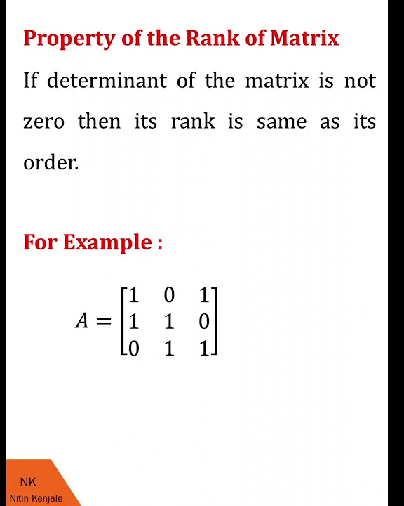 #shorts Find Rank of the Matrix Using its Determinant. #maths #Matrices ...