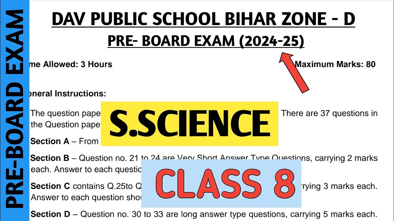 Dav class 8 social science question paper of pre board exam 2024 | Dav ...