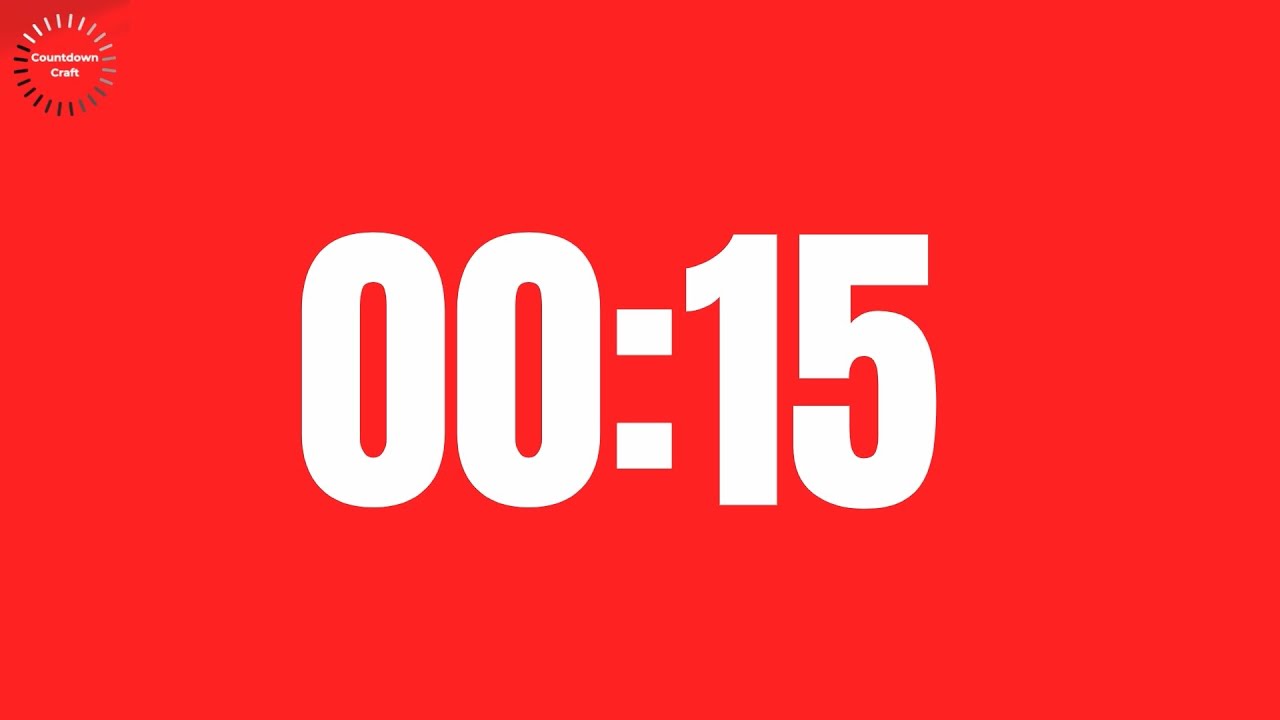 15 Seconds Countdown Timer (in Red Background) - YouTube