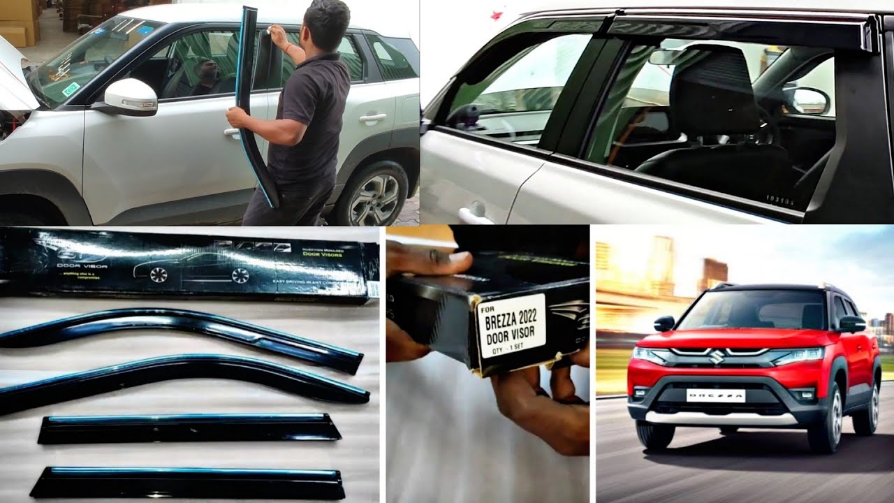Maruti Suzuki Brezza 2022 Chrome Line Door Visor Full Installation ...