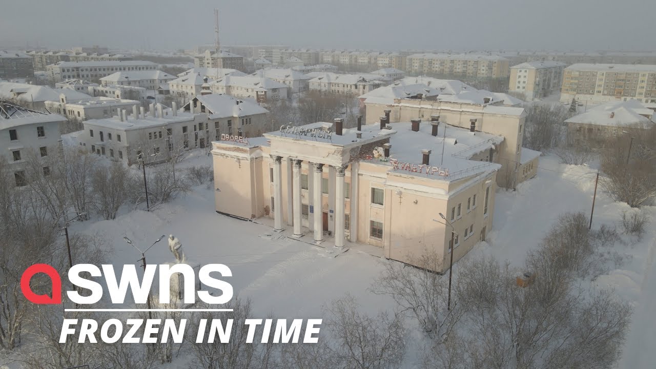 Incredible drone footage shows eerie frozen village in Russia | SWNS ...
