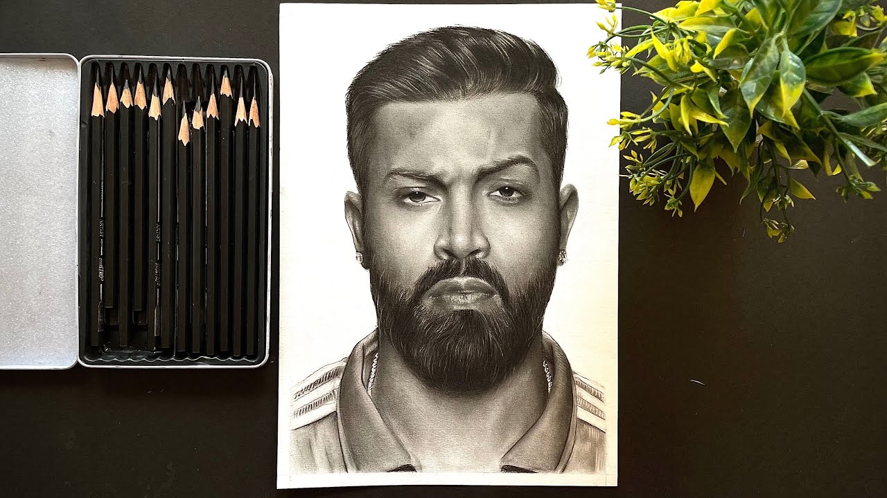 Step by Step Realistic Face Drawing of Hardik Pandya😍, Pencil sketch ...