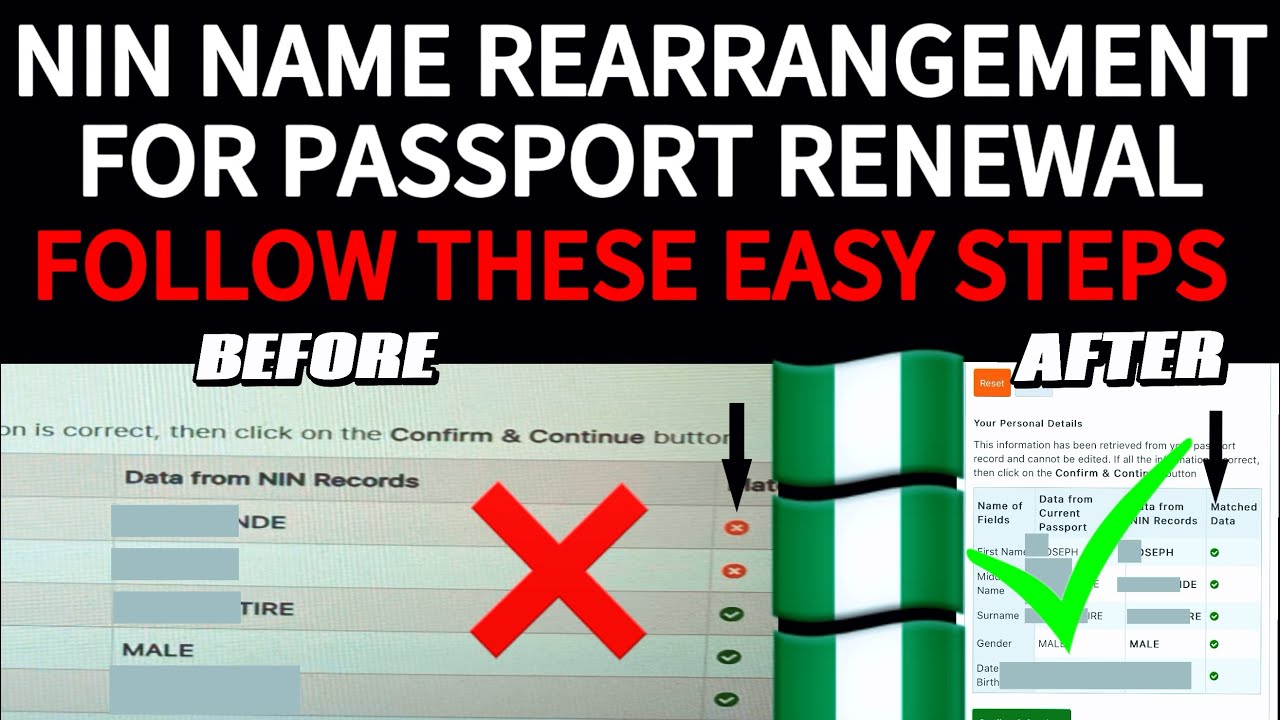 Nigerian Passport Renewal/ NIN Name Rearrangement/ Follow These Easy ...